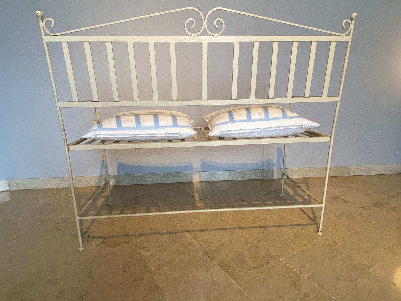 Wrought Iron Garden Bench in White Color Italy 70s | Etsy
