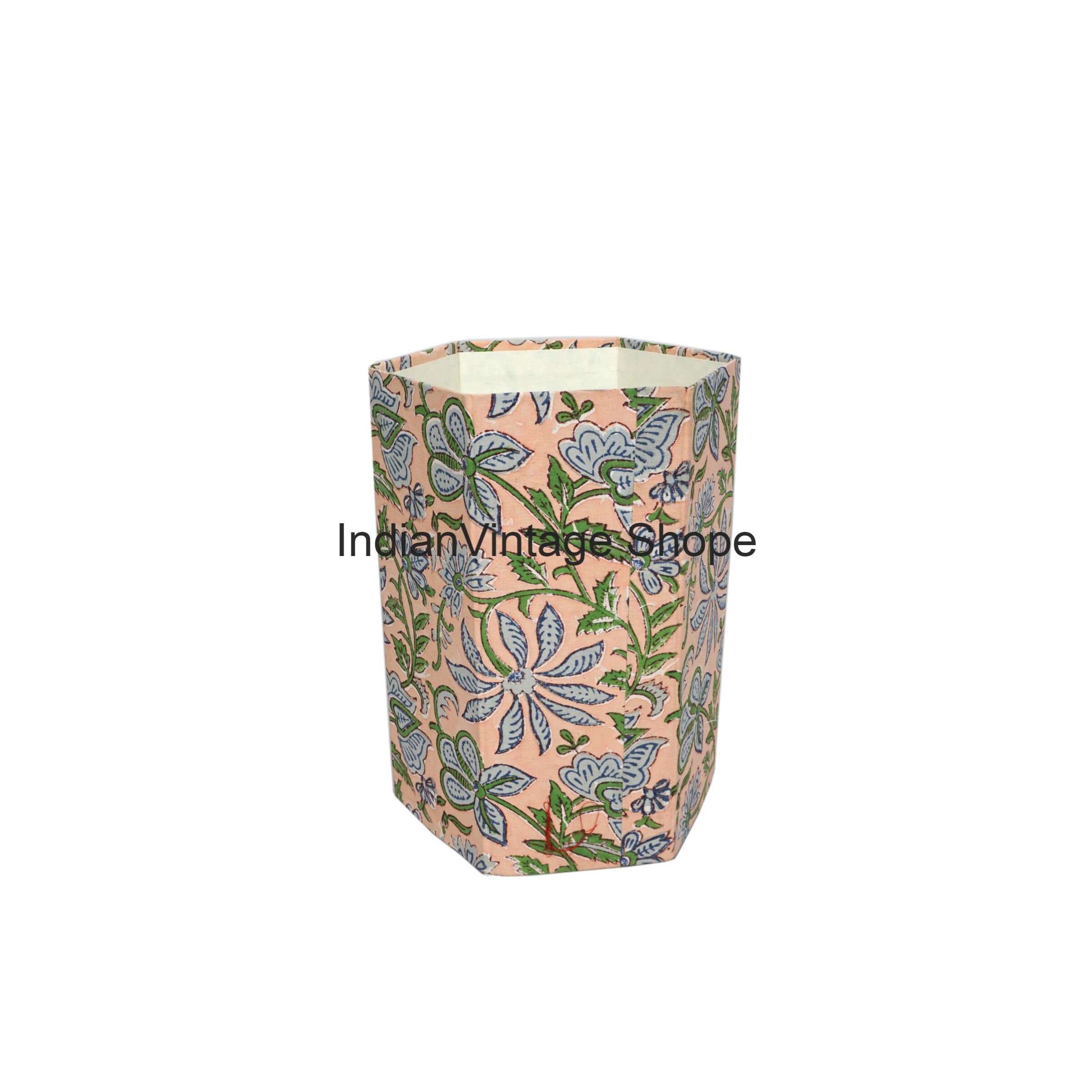 New Waste Bin Study Room Dustbin Hand Block Printed Handmade Home Card ...
