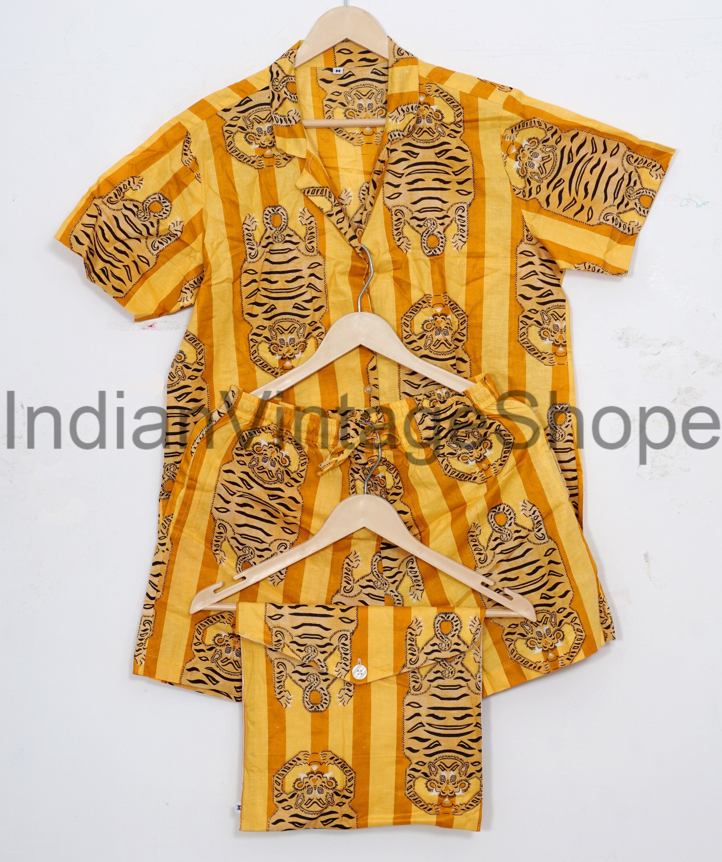 Beautiful Women Short Night Wear Suit, Hand Block Printed Women Shirt ...