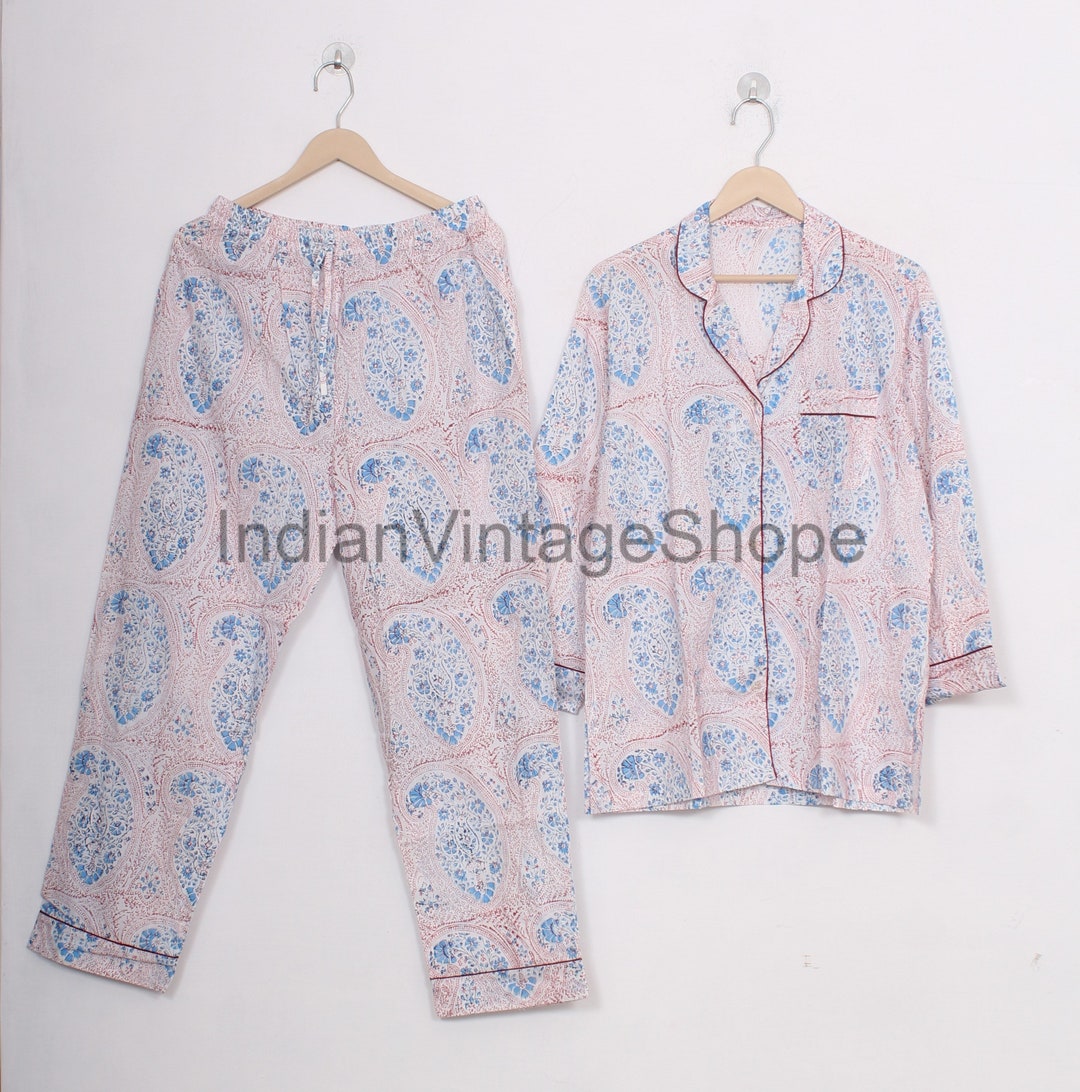 Women Pure Cotton Pj's Ultra Soft Pajamas Set, Indian 100% Cotton ...