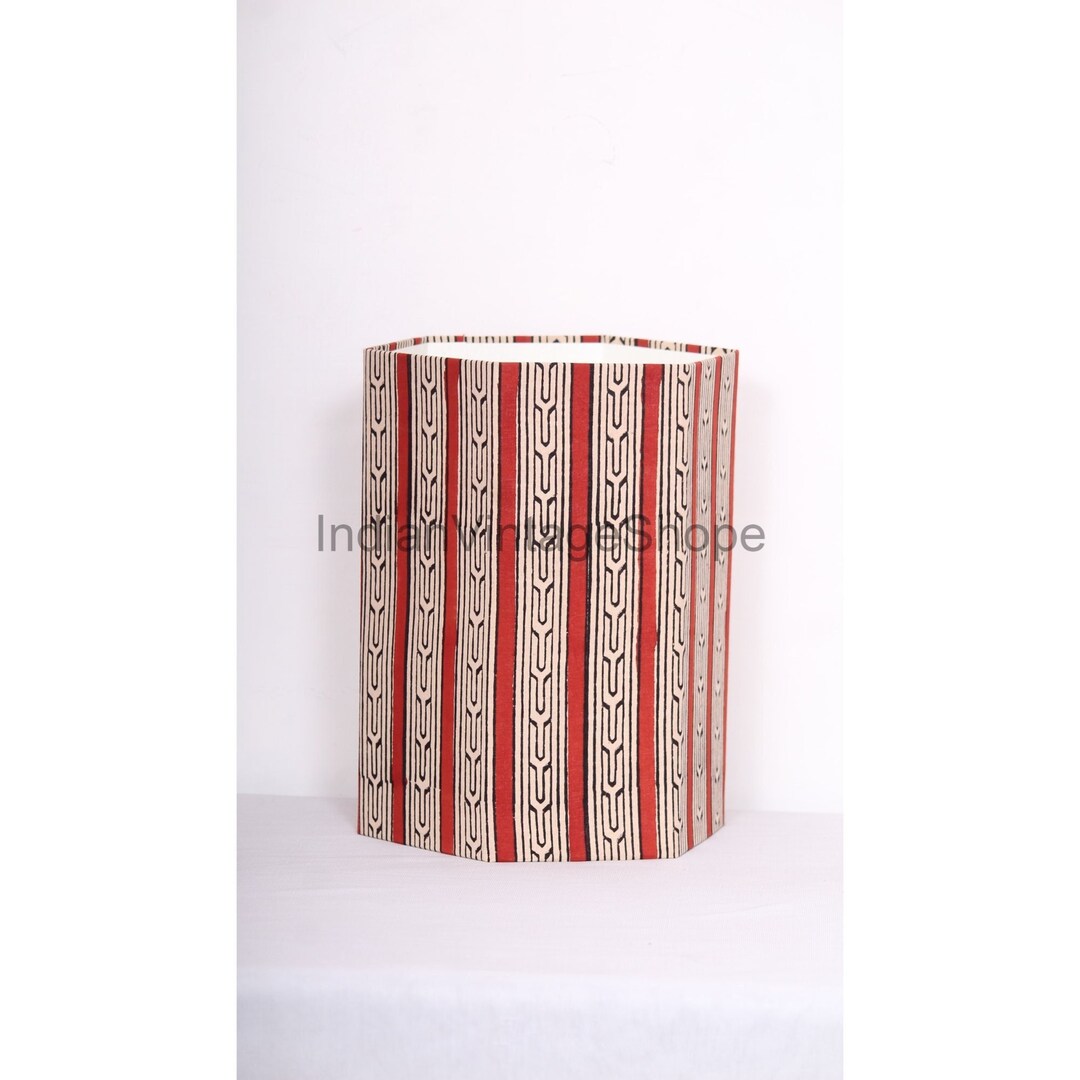 Wood Block Printed Wastebasket, Decorative Dustbin Card Board, Office ...