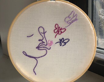 Hand Embroidered 6in Hoop Wall Decoration - Etsy
