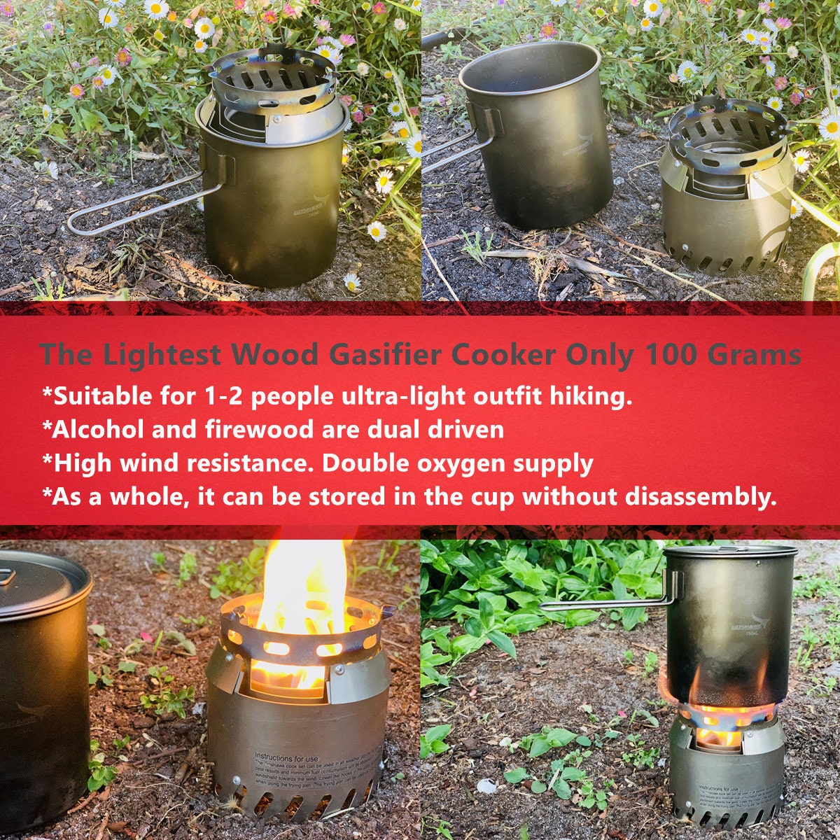 Titanium Wood Gasifier Siphon Alcohol Stove Multi-fuel Burner | Etsy ...