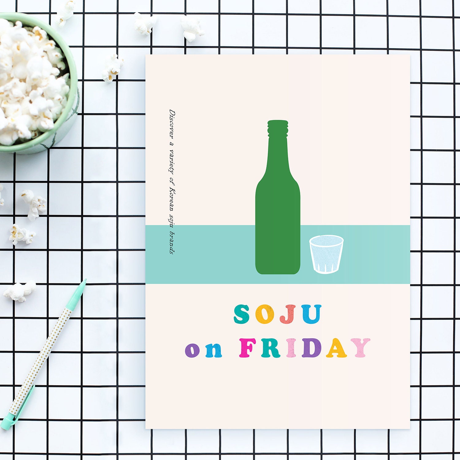 Korean Soju Art Print / Korean Art Wall / Korean Soju Digital - Etsy