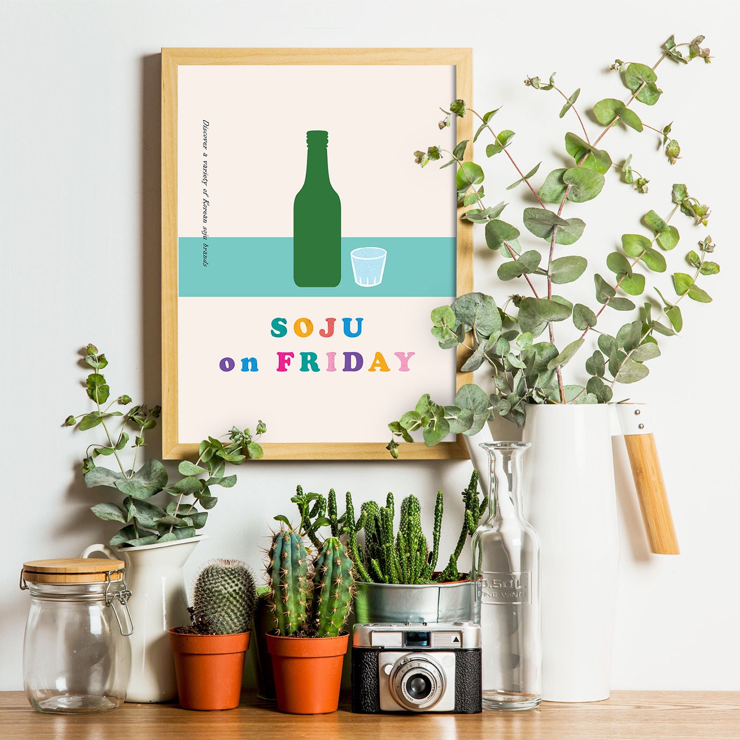 Korean Soju Art Print / Korean Art Wall / Korean Soju Digital - Etsy
