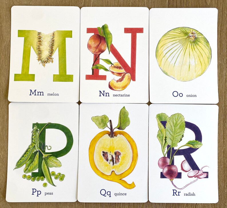 Veggie/fruit ALPHABET Card Set - Etsy