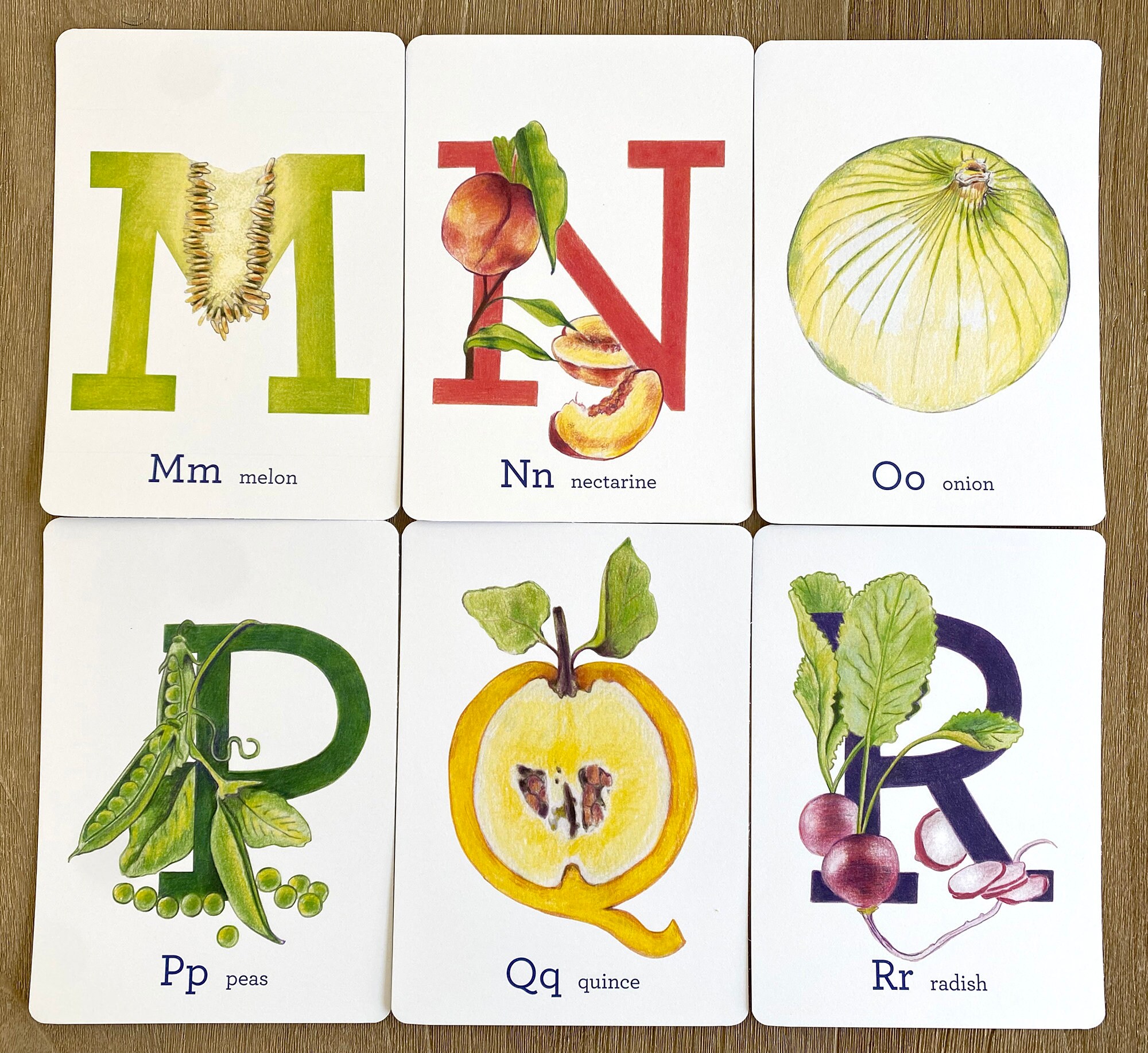 Veggie/fruit ALPHABET Card Set - Etsy