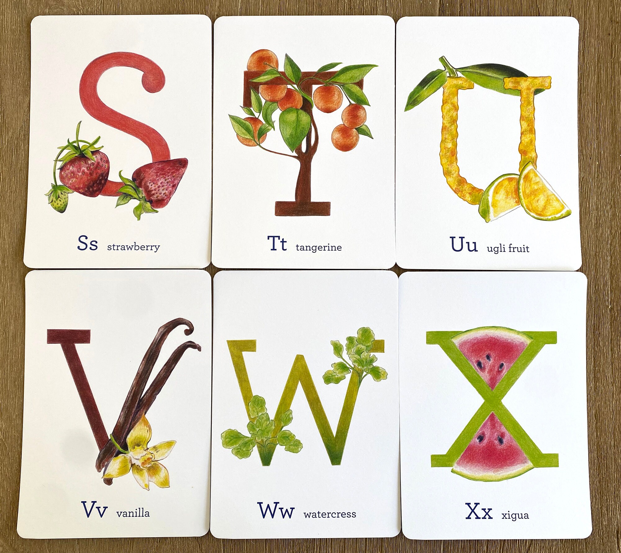 Veggie/fruit ALPHABET Card Set - Etsy