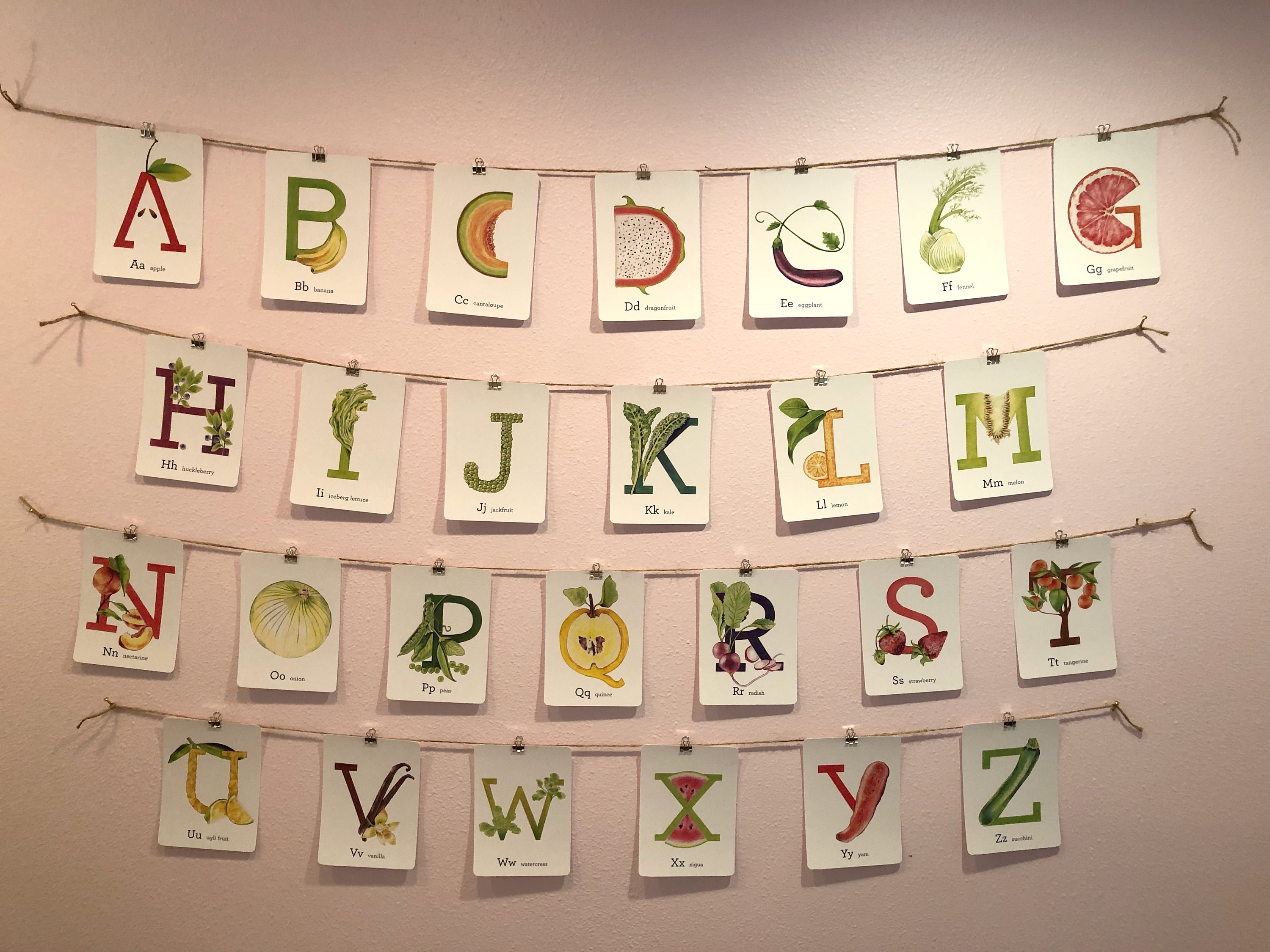 Veggie/fruit ALPHABET Card Set - Etsy