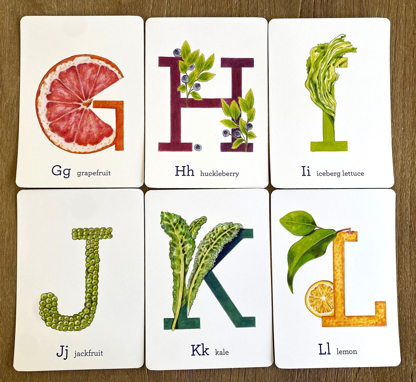 Veggie/fruit ALPHABET Card Set - Etsy
