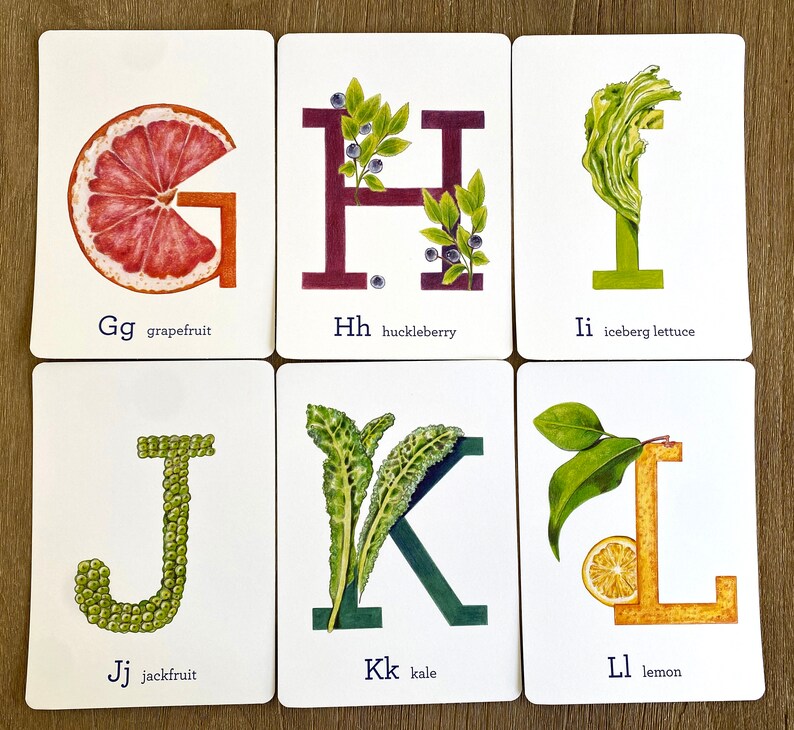 Veggie/fruit ALPHABET Card Set - Etsy