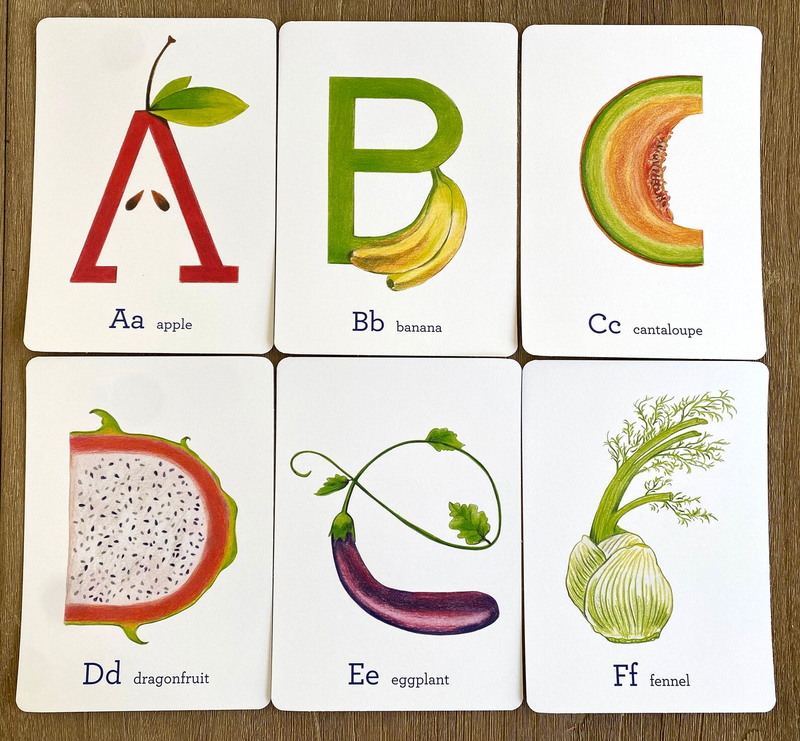 Veggie/fruit ALPHABET Card Set - Etsy