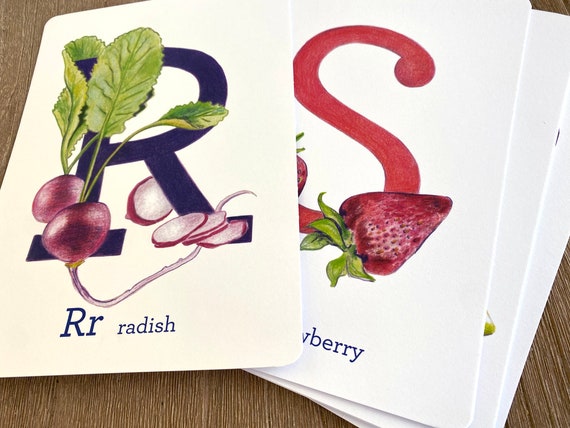 Veggie/fruit ALPHABET Card Set | Etsy