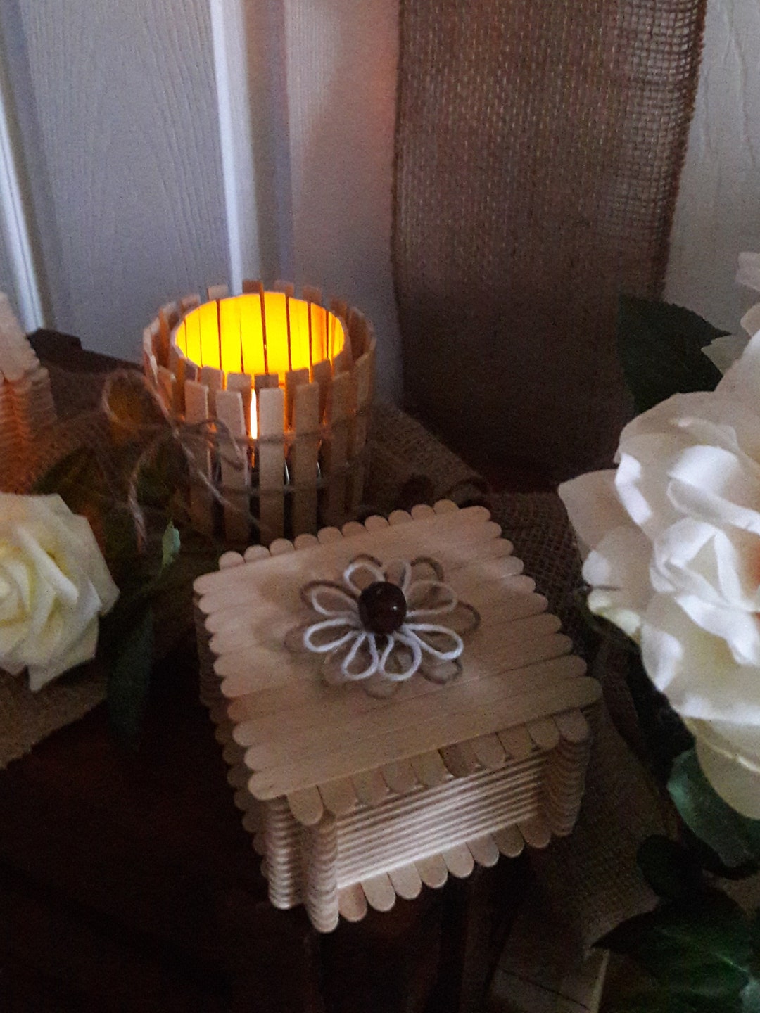 Trinket Box Wooden With Flower Detail - Etsy