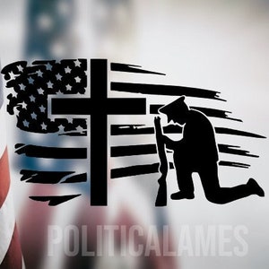 Distress American Flag Police Officer With Cross Vinyl Decal - Etsy