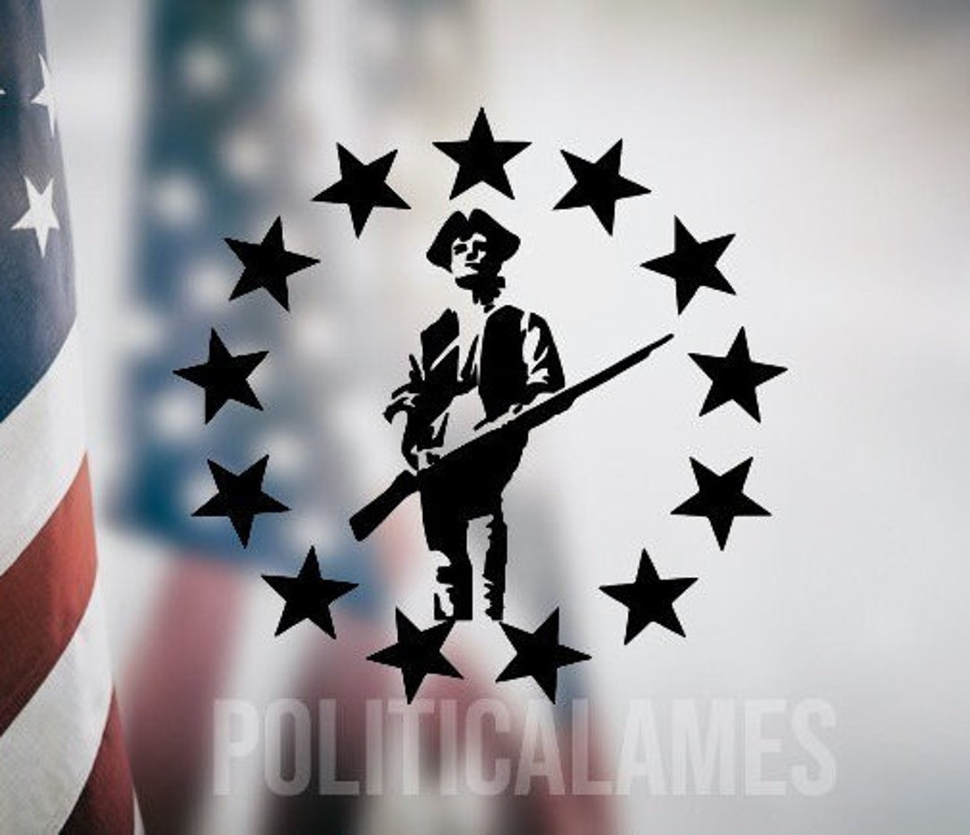 Minuteman 13 Stars Patriotic Vinyl Decal | 1776 | Car Decal | Laptop ...