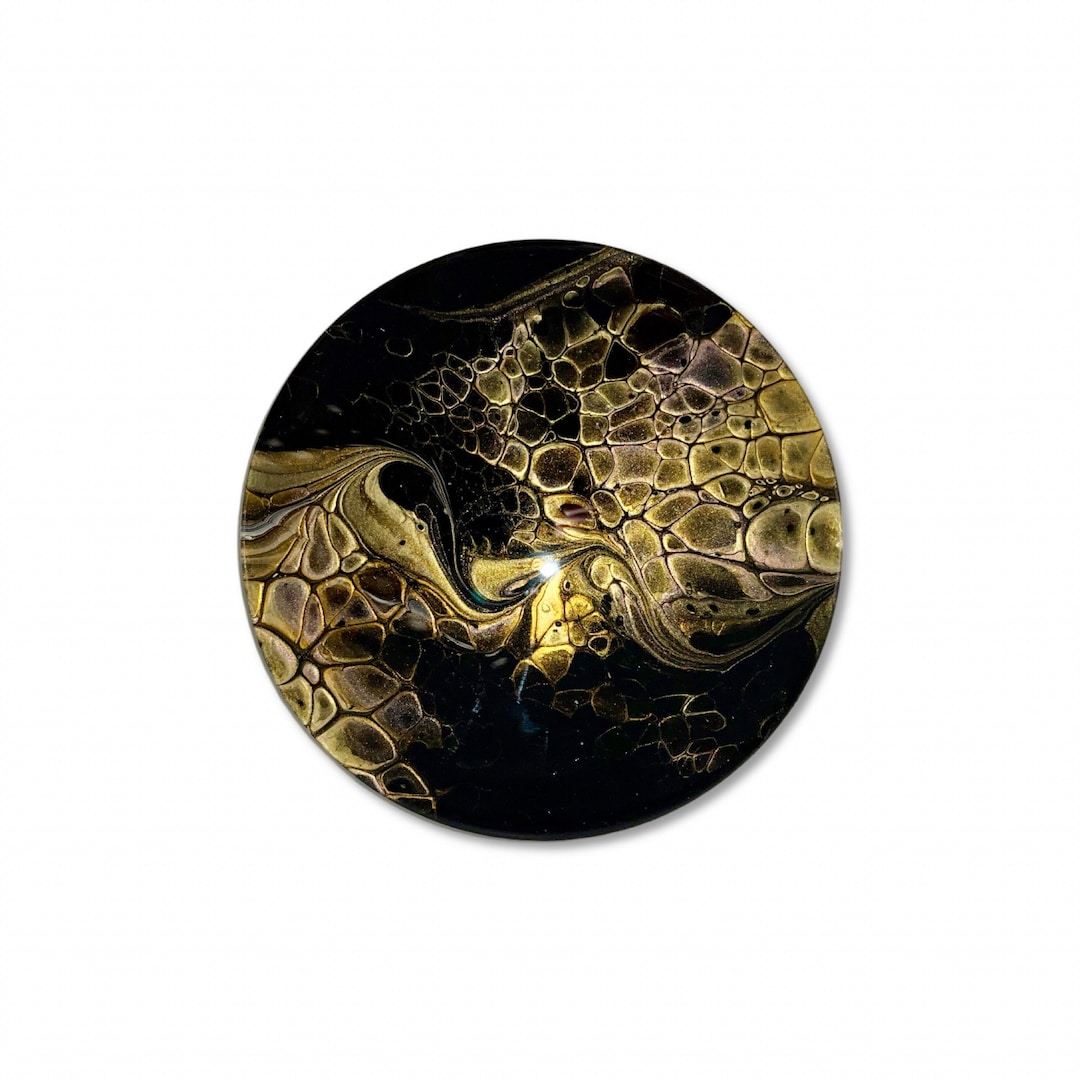 Acrylic Art “swipe’ Painting With Resin Coating 8 Inch Round on MDF ...
