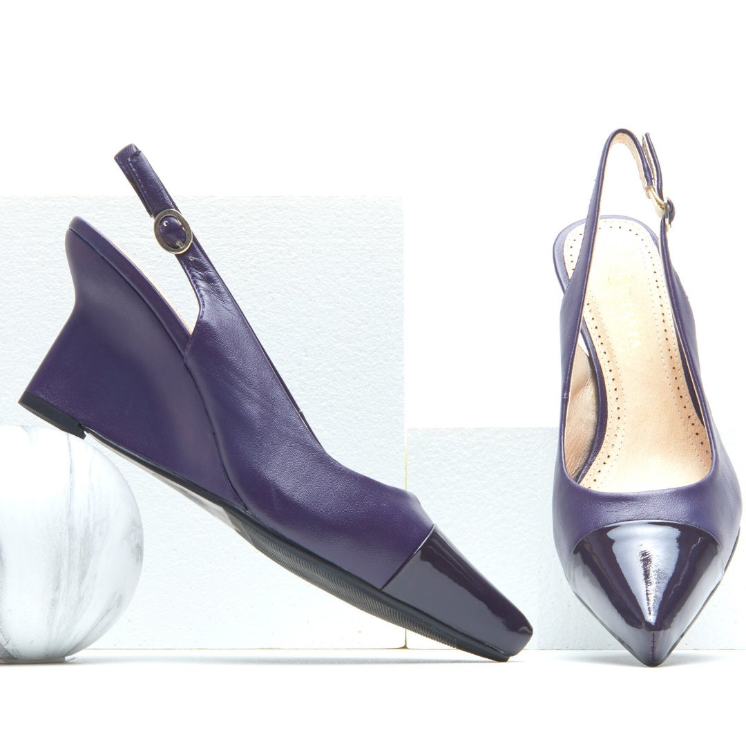 Purple Heels, Comfort & Style Heels, Womens Leather Shoes, Womens Wedge ...