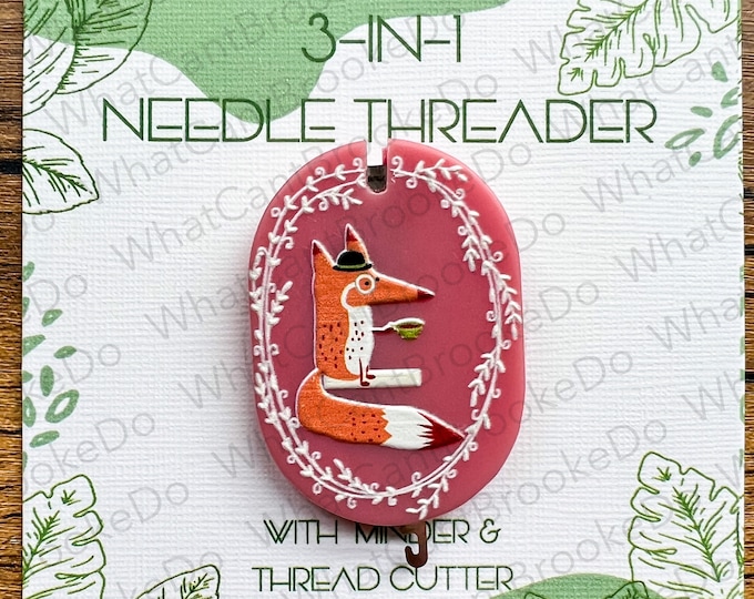 3-in-1 Needle Threader With Minder and Thread Cutter Fox Sewing Tools ...
