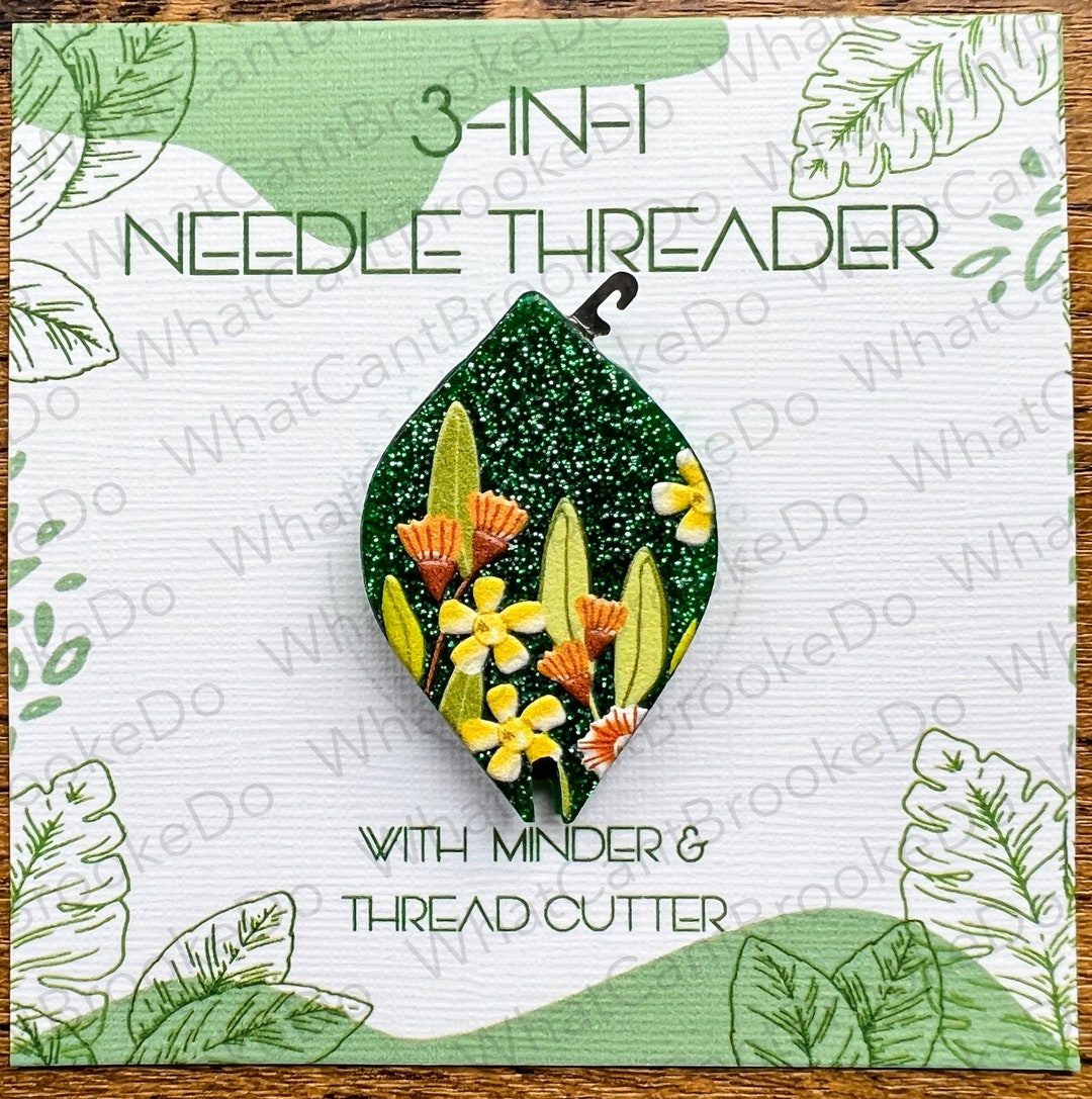 3-in-1 Needle Threader With Minder and Thread Cutter - Garden Flowers ...