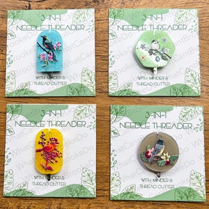 3-in-1 Needle Threader With Minder and Thread Cutter - Beautiful Bird ...