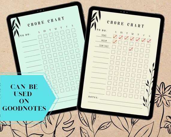 Chore Chart Printable usable on Goodnotes/notability | Etsy