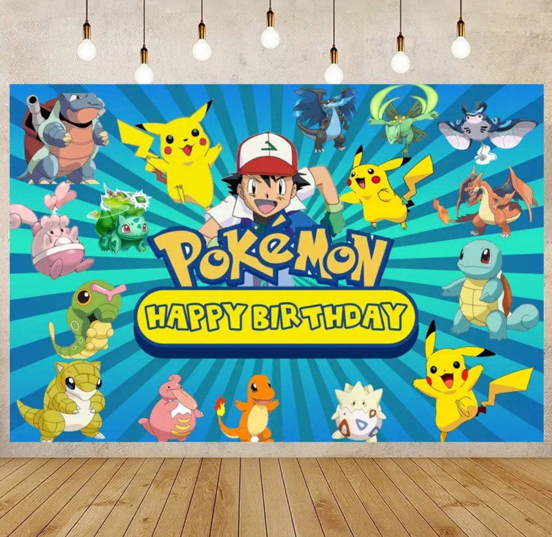 7ftx5ft Blue Pokemon Bithday Backdrop - Etsy
