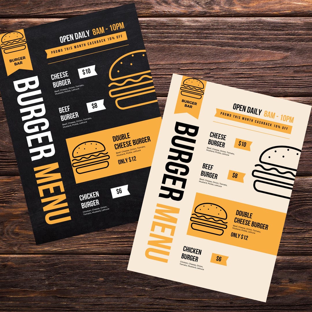 Burger Menu Template Burger Menu Fast Food Truck Menu Food Menu ...
