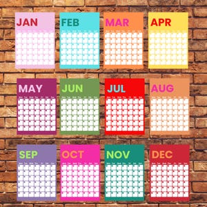 Color Callendar Printable - Undated Wall Calendar A4, A3, A5 US Letter ...