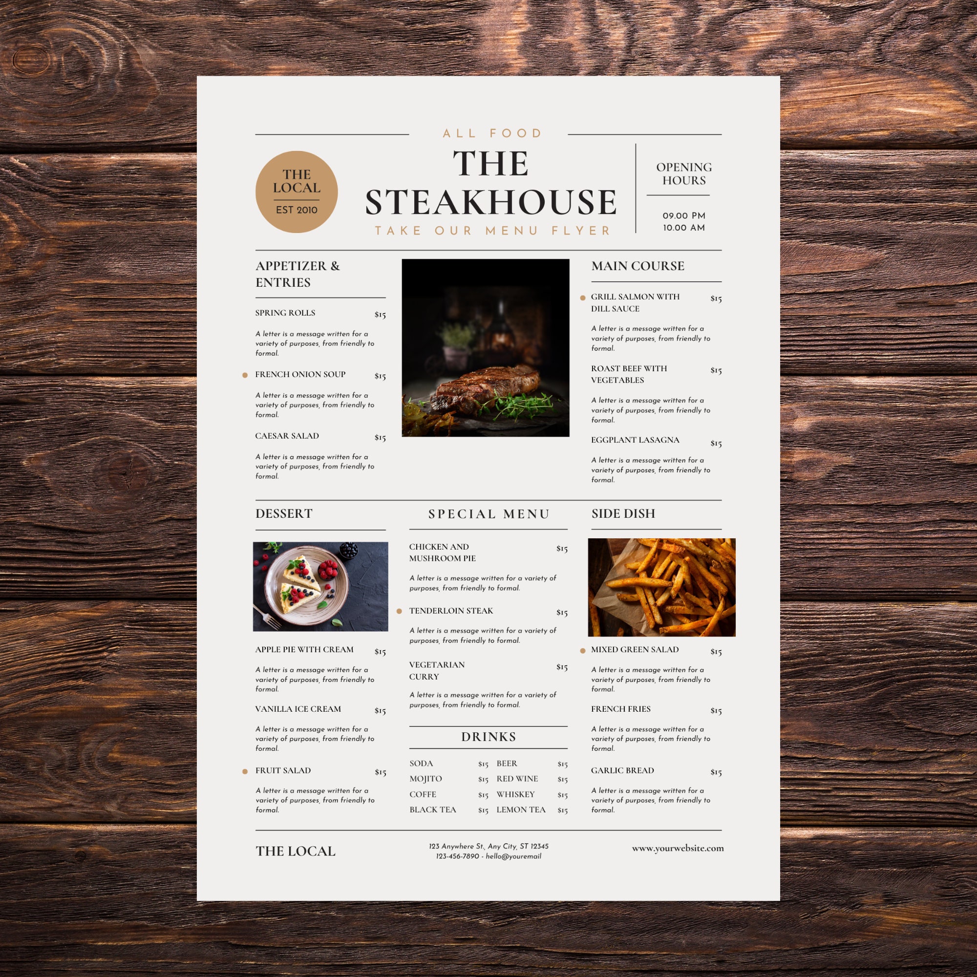 Restaurant Menu Template - Canva Editable Food Menu Customizable - Etsy