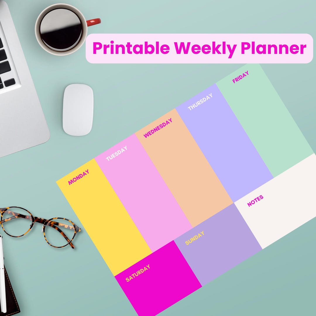 Weekly Planner Landscape Printable PDF/ Colorful Printable Planner ...