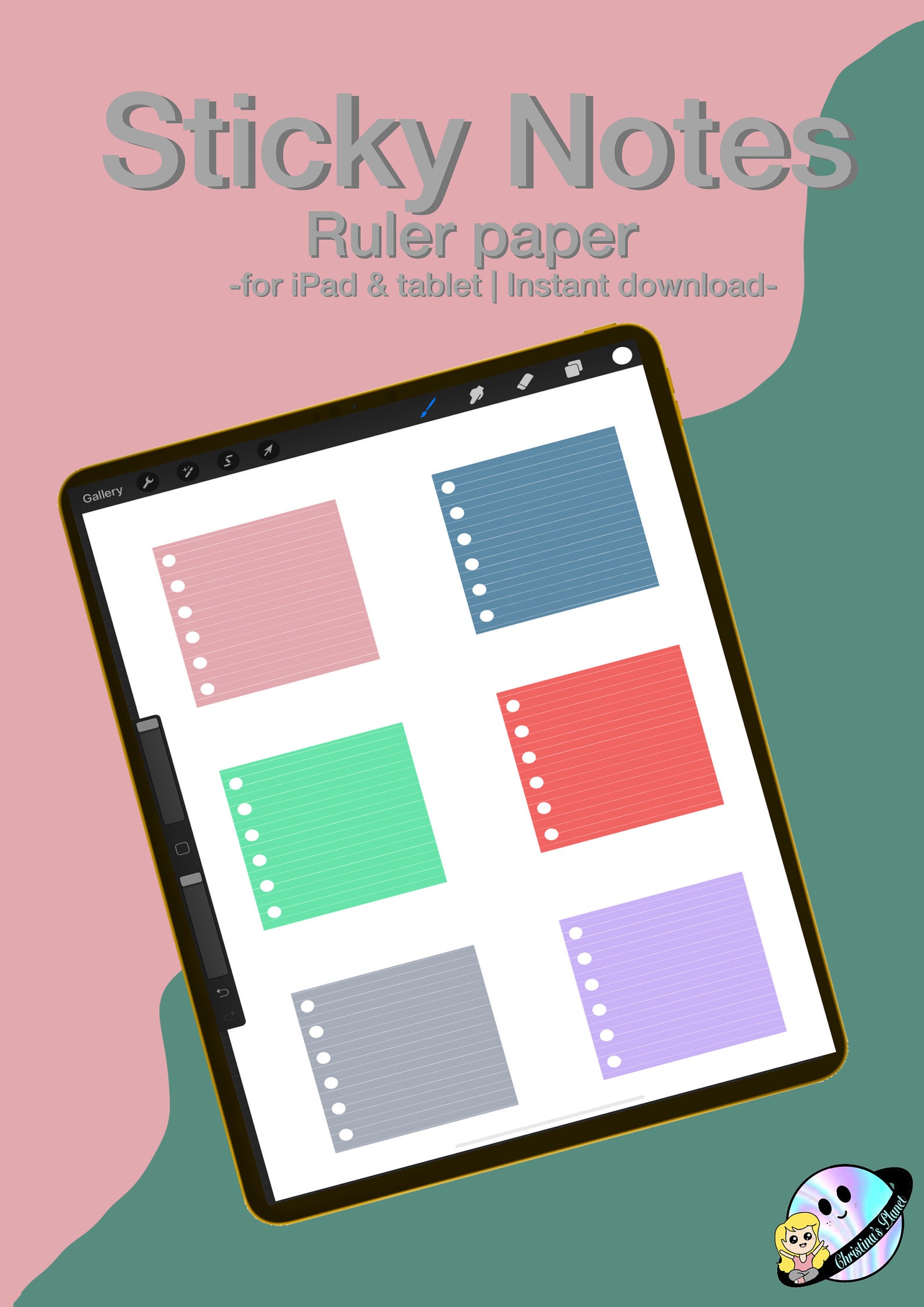 6 Digital Ruler Sticky Notes Stickers iPad Sticky Note - Etsy