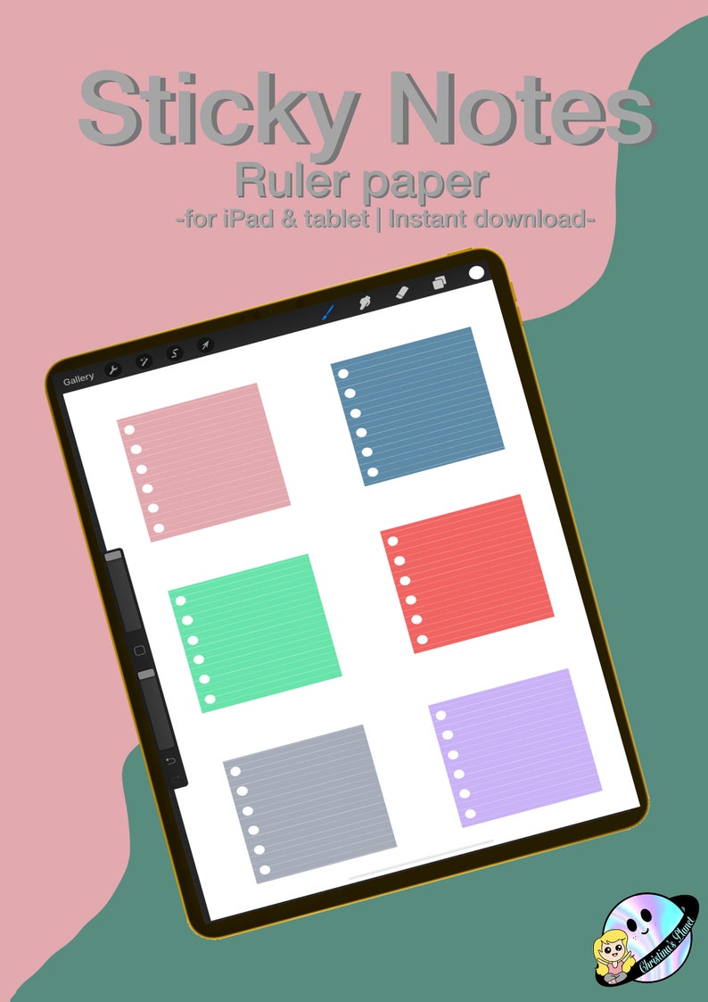 6 Digital Ruler Sticky Notes Stickers, iPad Sticky Note, Goodnotes ...