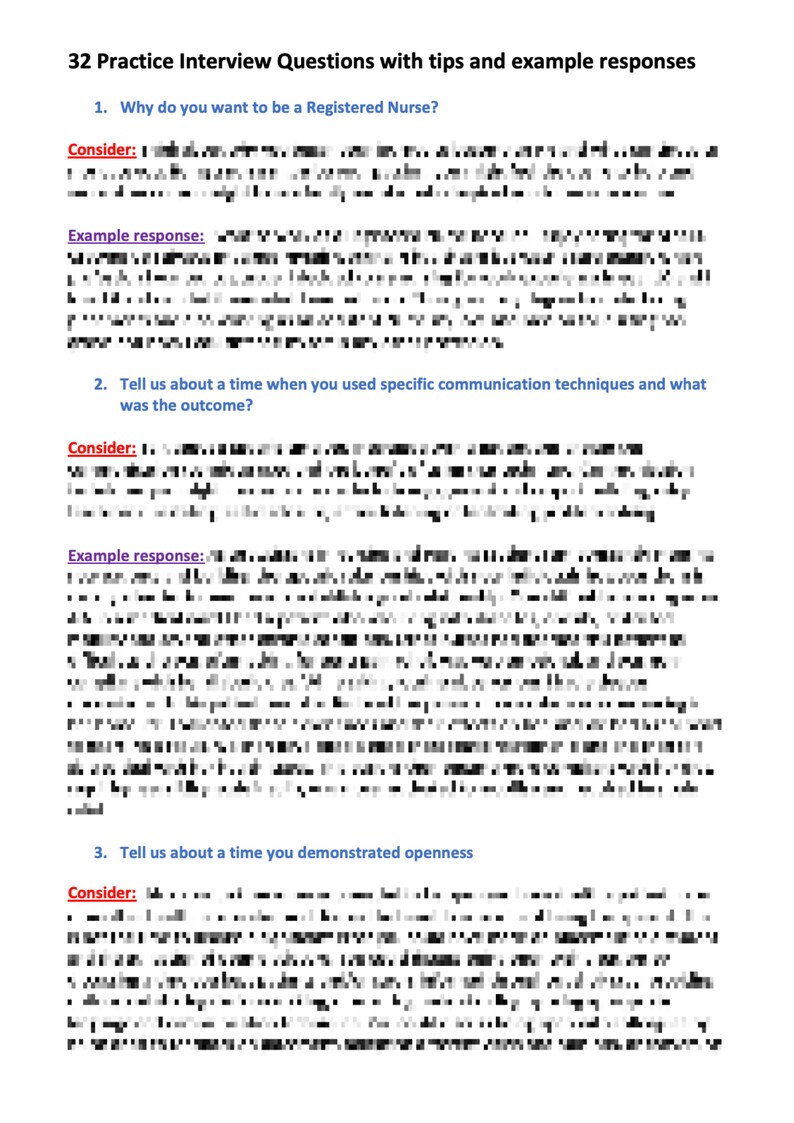 32 Nursing Interview Questions With Tips and Example Responses - Etsy