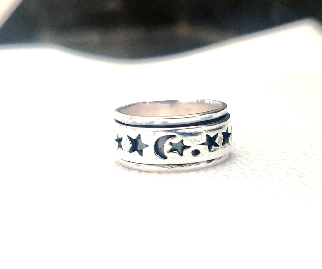 Star and Moon Spinnermeditation Spinner Ring Handmade Ring - Etsy