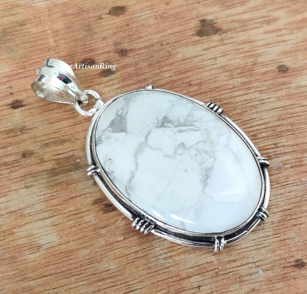 Howlite Pendant** Pretty Gemstone** 925 Sterling Silver** Girls Pendant ...