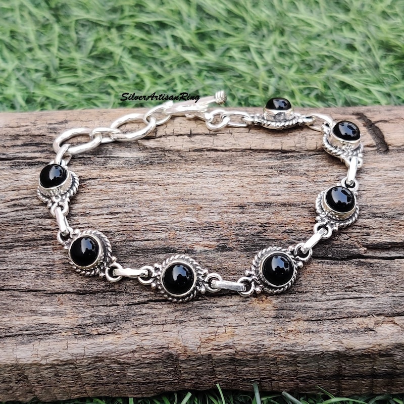 Black Onyx 7 Inch Bracelet - Etsy UK