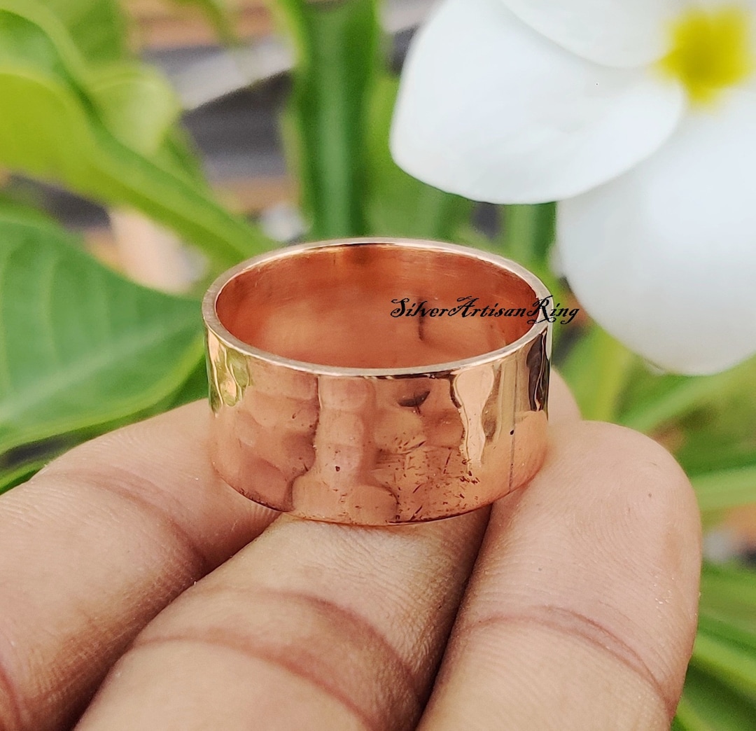 Pure Copper Band, Copper Ring, Hammered Copper Ring, Wedding Band, Mens ...