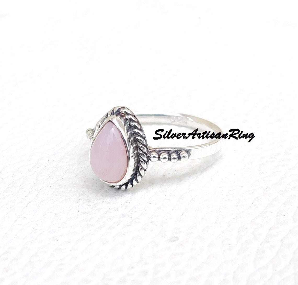 Pink Opal Ring Gemstone Ring 925 Sterling Silver Ring - Etsy