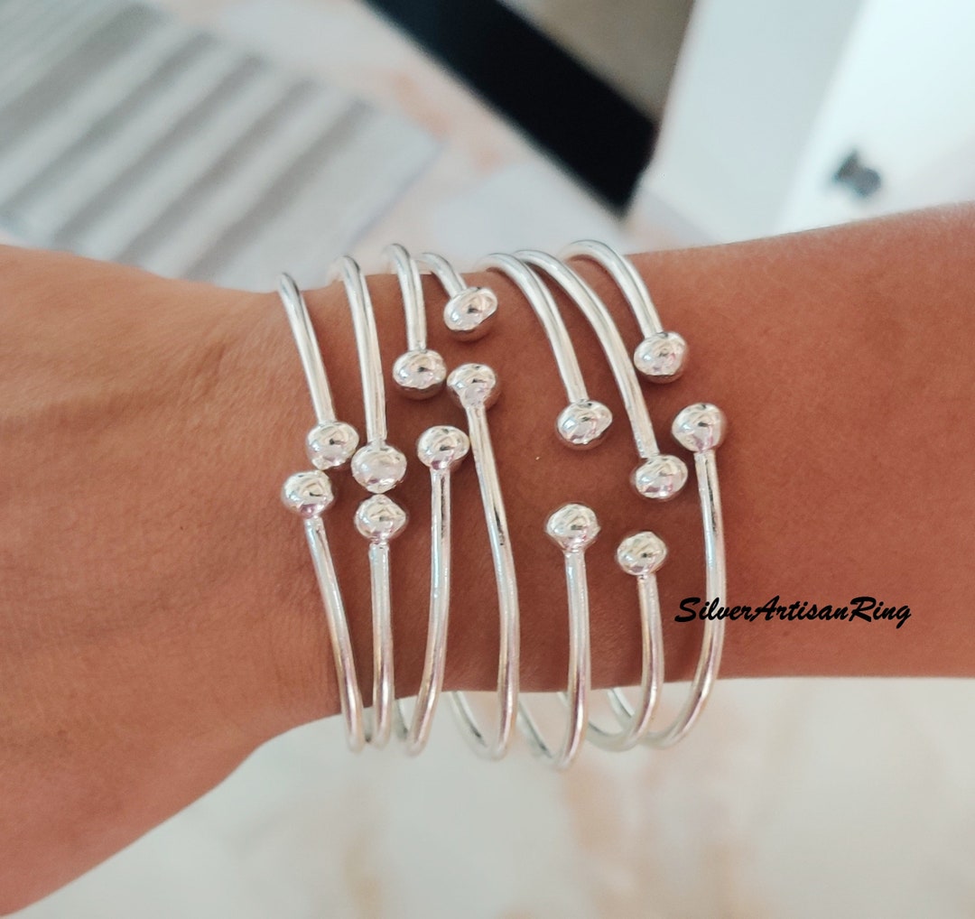 Thick West Indian Bangles, Set of 7 Bangles, 925 Sterling Silver ...