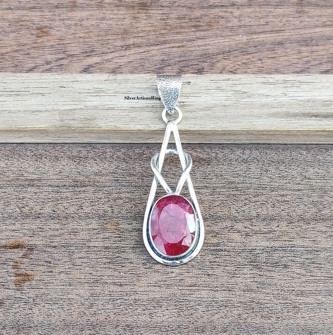 Stunning Ruby Stone Pendant, 925 Sterling Silver, Handmade Pendant ...