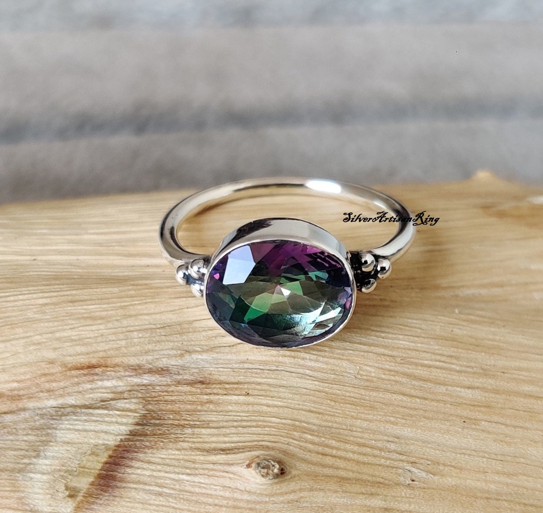 Mystic Topaz Ring- Anniversary Ring- Solid 925 Sterling Silver Ring ...