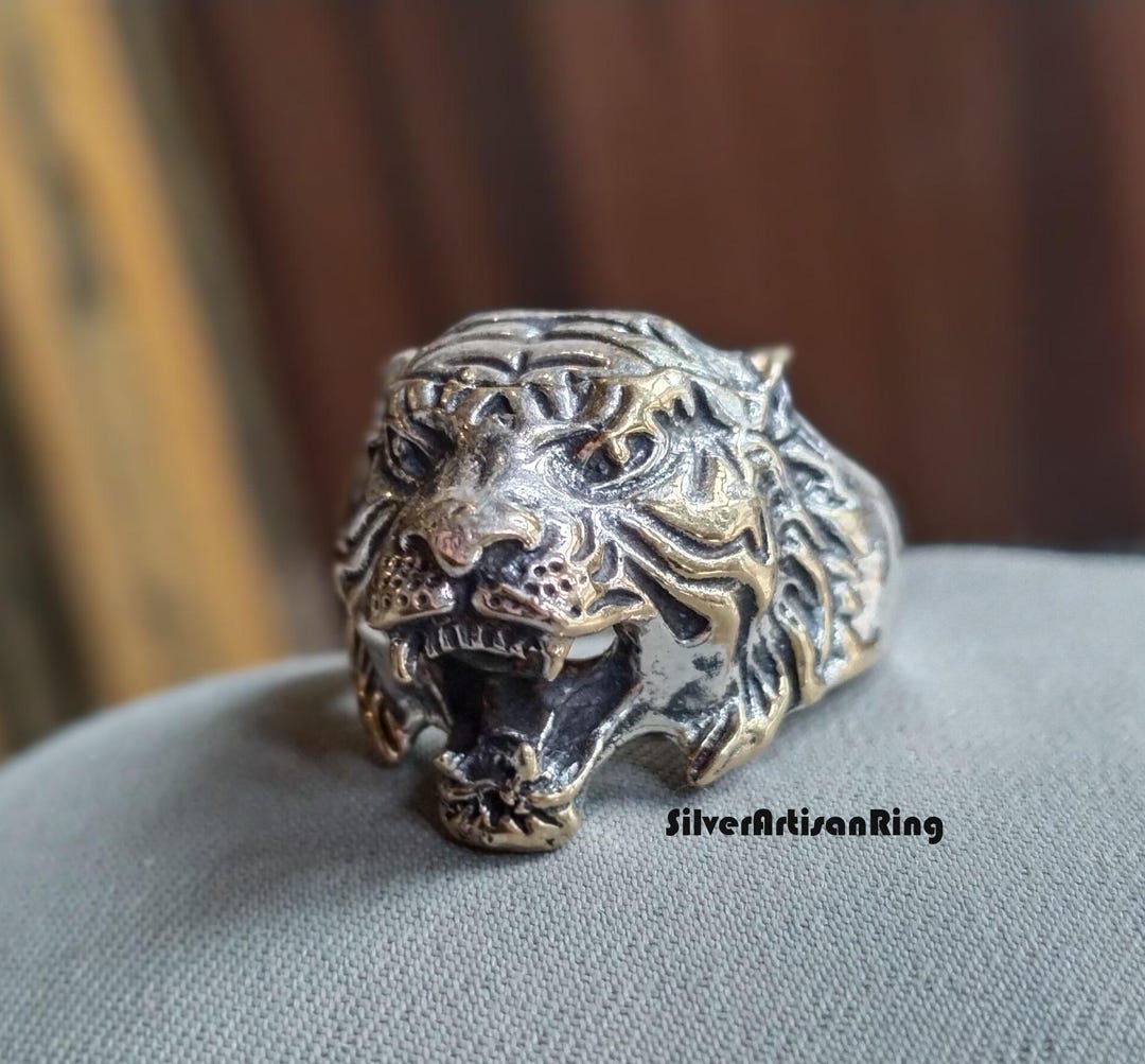 Silver Tiger Ring, Men's Tiger Ring, 925 Sterling Silver Wild Asian ...