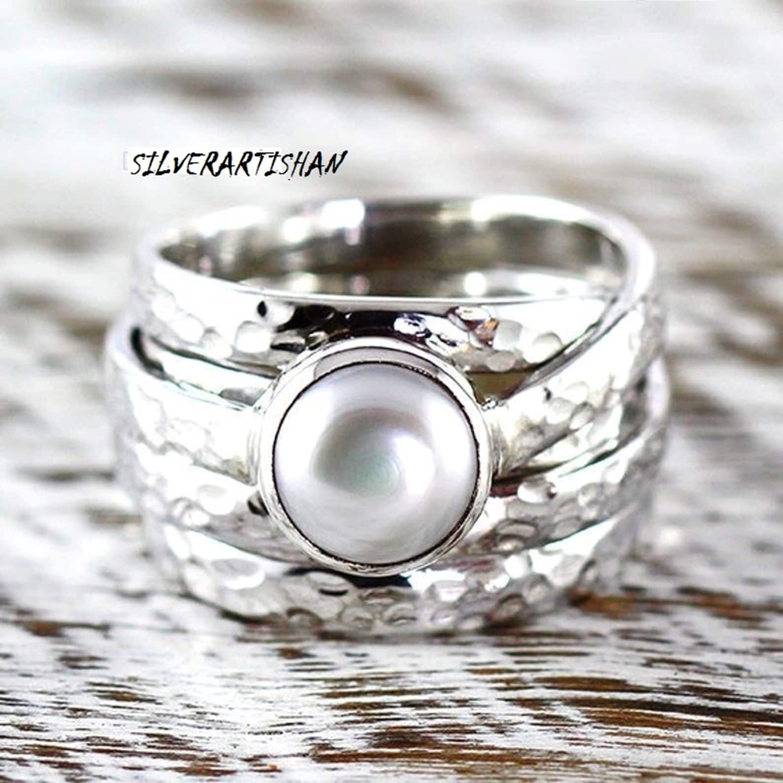 Exclusive Silver Pearl Ring Natural Pearl Ring-handmade Silver Ring-925 ...