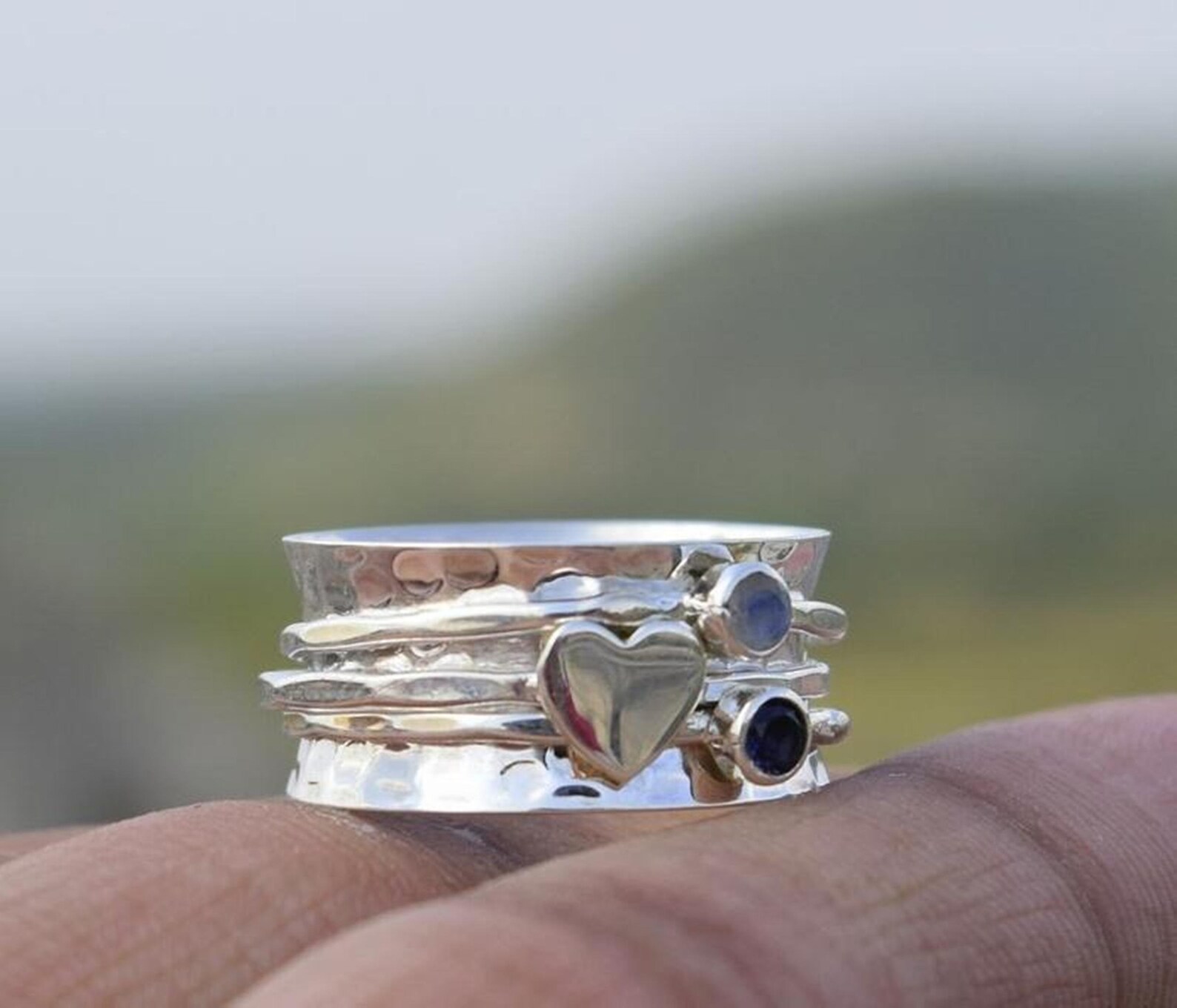 Moonstone Spinner Ring Handmade Silver Ring Spinner Jewelry - Etsy