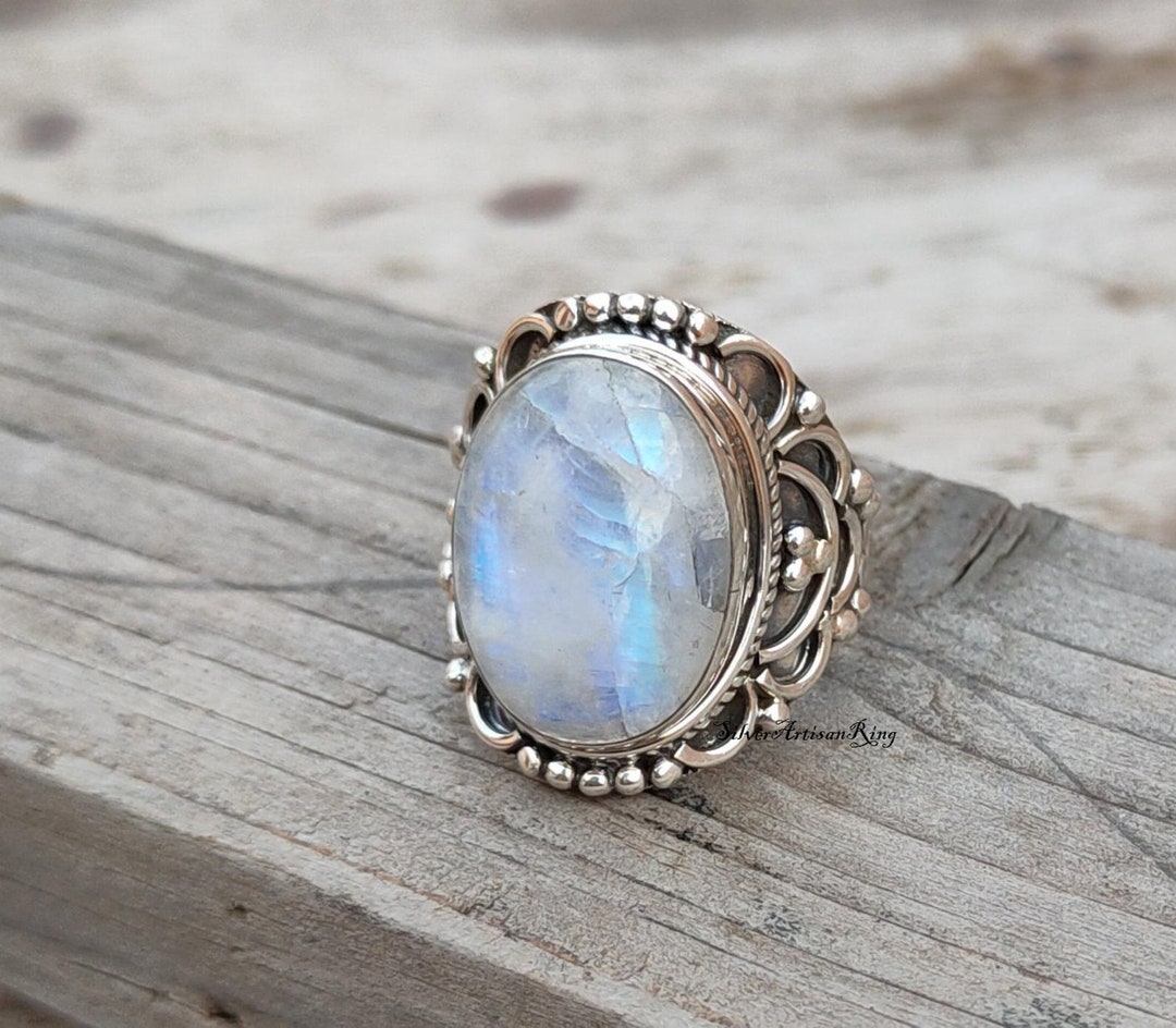 Moonstone Boho Ring ,925 Sterling Silver Ring ,hand Crafted Bohemian ...