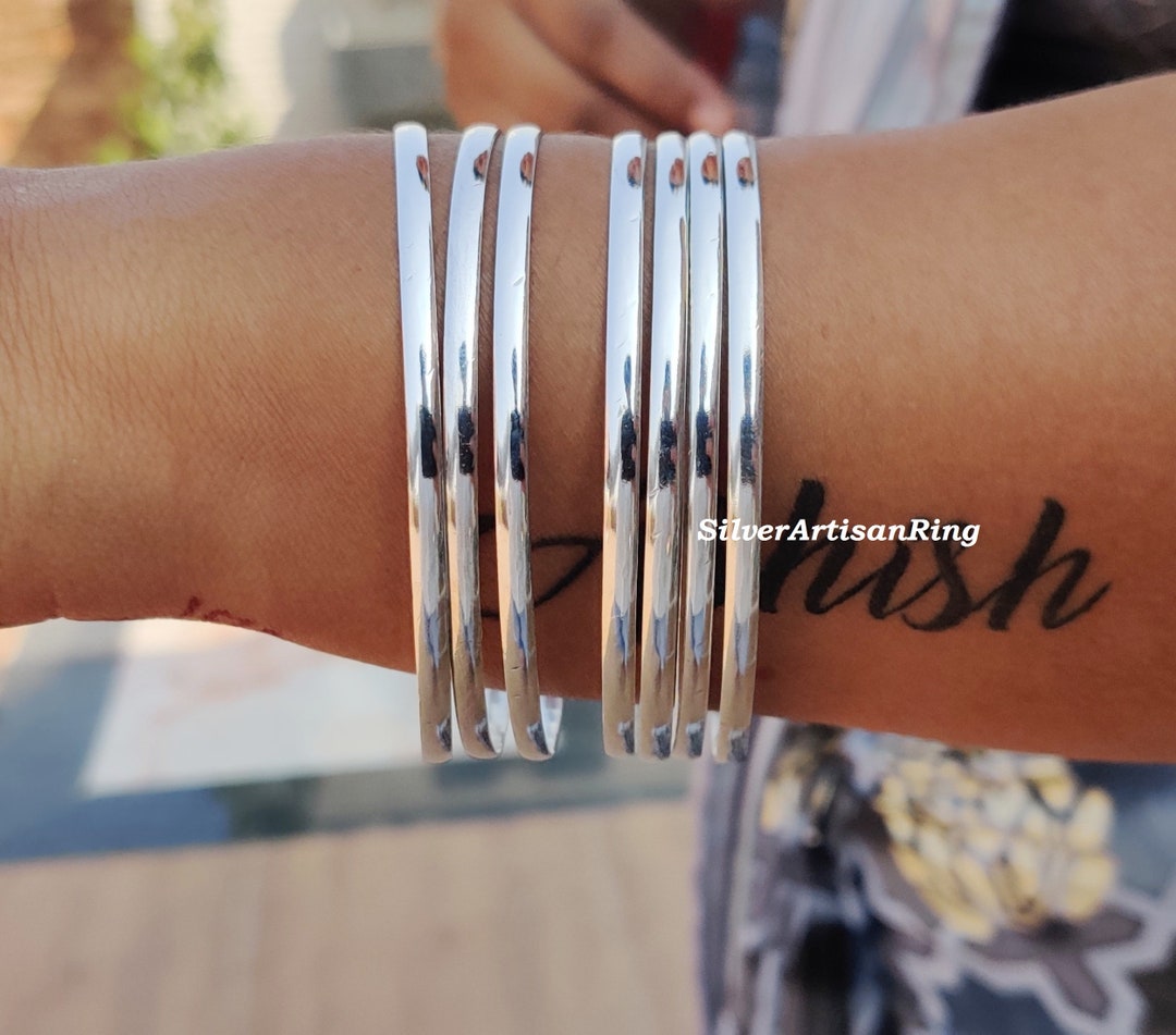 Set of 7 Bangles* Stacking Bangles* 925 Sterling Silver* 7 Day Bangles ...