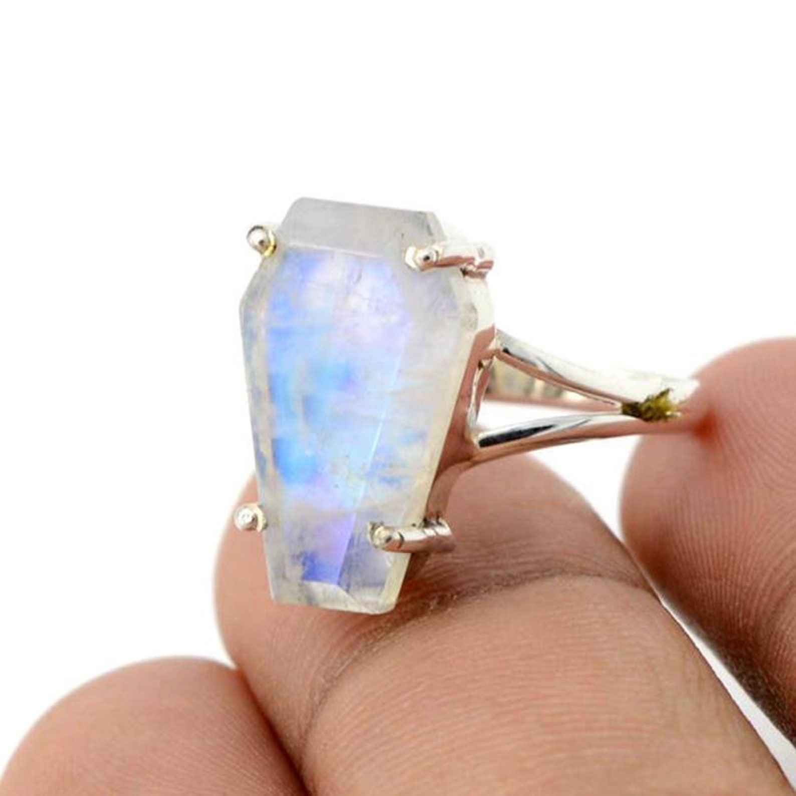 Moonstone Ring Coffin Ring, 925 Sterling Silver Ring ,gemstone Ring ...