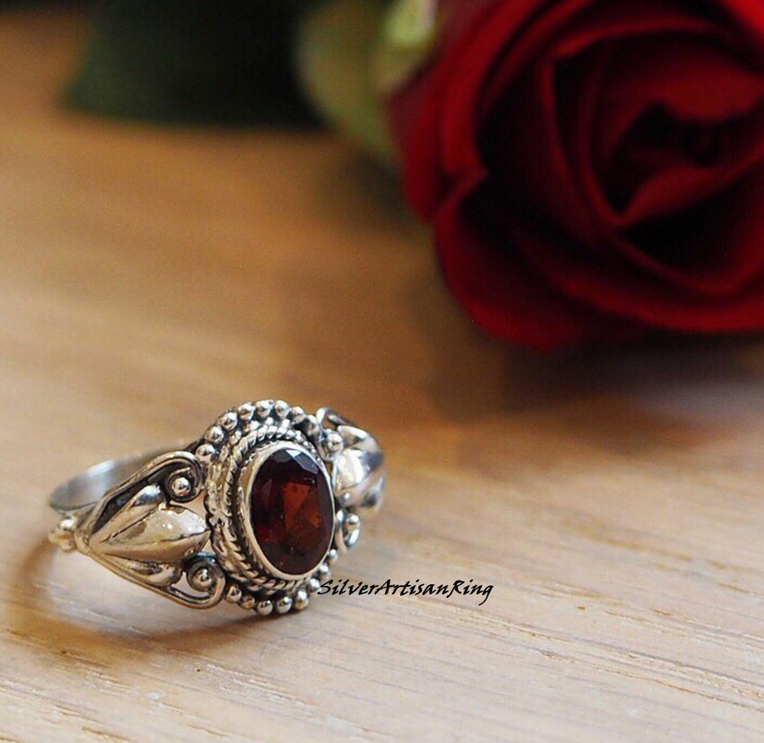 Garnet Ring -gemstone Ring - 925 Sterling Silver Ring - Designer Ring ...