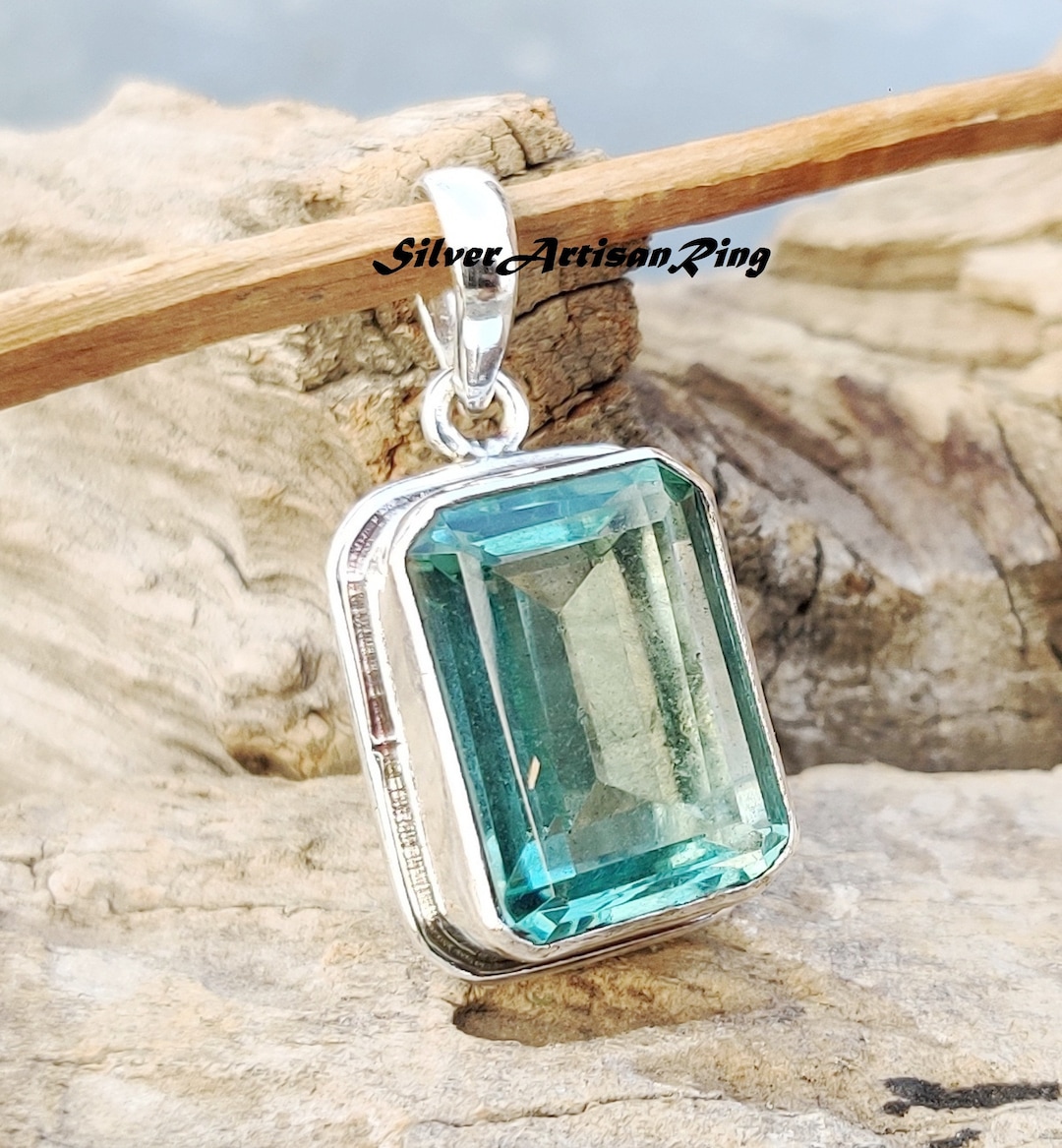 Aquamarine Pendant 925 Sterling Silver Pendant Gemstone Pendant